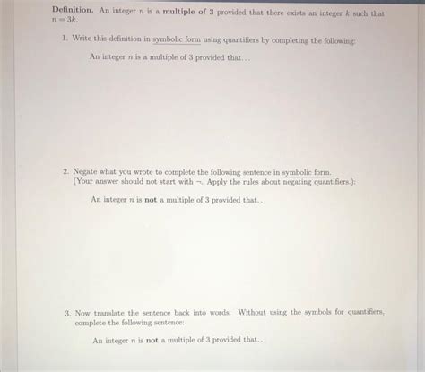 Solved Definition An Integer N Is A Multiple Of 3 Provided Chegg Com