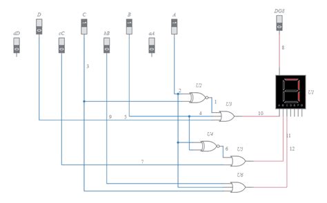 7 Segment Displays Using Basic Gates And Switch Multisim Live