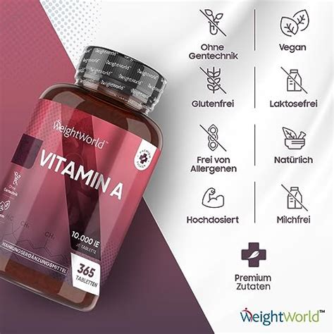 Augenvitamine - Vitamin A Tabletten - Retinol 10.000 IE