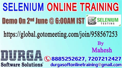 Selenium Online Training By Mr Mahesh Demo On 2nd Jun 600am Ist Youtube