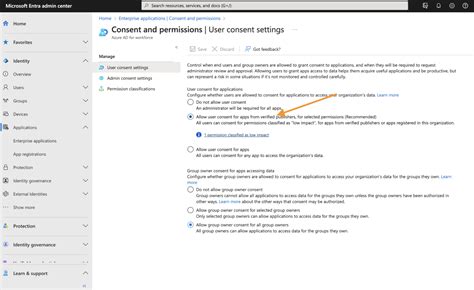 Configure User Consent For Applications In Microsoft Entra Id Admin Center