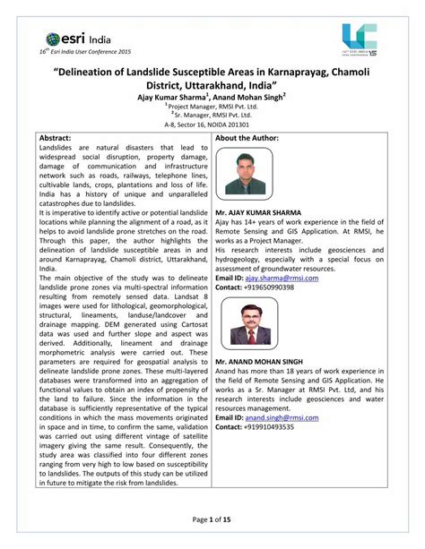Pdf Delineation Of Landslide Susceptible Areas In … Media Esri India Files Pdfs Events