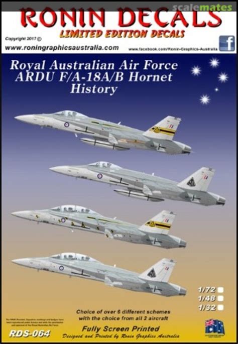 Rds 06472 Ronin Decals 172 Raaf Ardu Fa 18ab Hornet History Hobby Mania Rds 06472 Ronin Decals 172 Raaf Ardu Fa 18ab Hornet History Hobby Mania