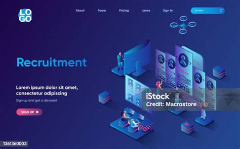 채용 개념 등각 상륙 페이지 Hr 관리자는 이력서 인적 자원 3d 웹 배너 템플릿 후보자를 검토하고 선택합니다 플랫 디자인의 인물 장면과 벡터 일러스트레이션 3차원 형태에