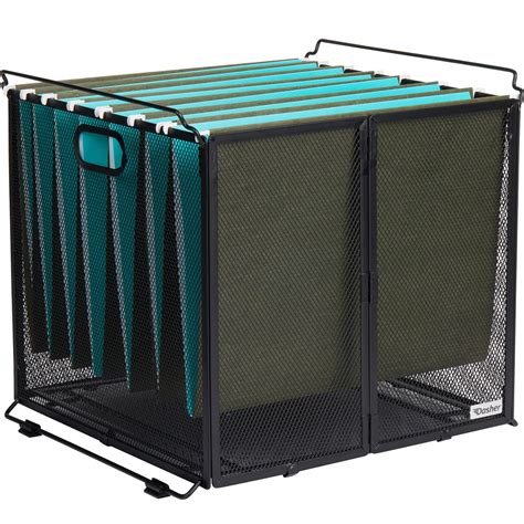 Hanging File Organizer Hanging File Folder Box Black Metal Mesh File Crate Hanging File Box