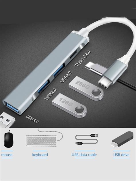 4 In 1 Mini Hub Docking Station Usb 3 0 Hub Splitter Type C Docking Station High Speed Hub