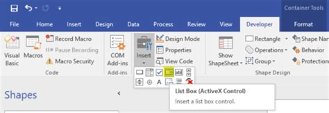 Howto Add Listbox To Visio Sheet And Access It In Visual Basic D