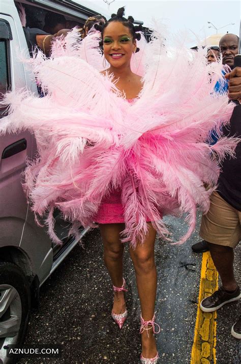 Rihanna Sexy In A Pink Dress During Kadooment Day Parade In St