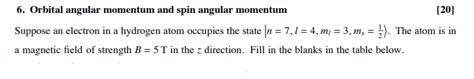 Solved Orbital Angular Momentum And Spin Angular Momentum Chegg
