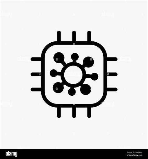 Icon Line Cpu Chip Micro Processor With Virus Technology And System Concept Outline Style
