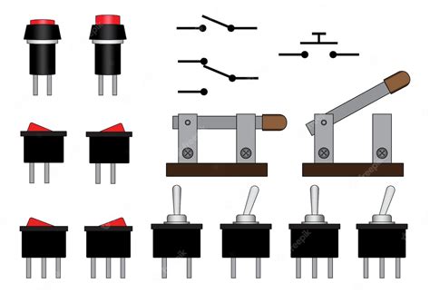 Premium Vector Switch And Push Button With Symbols Electronic