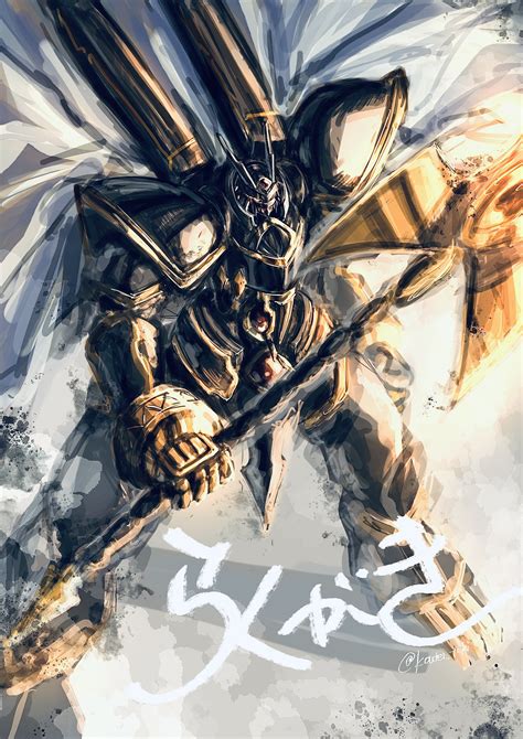 Koutei Teki Alphamon Alphamon Ouryuuken Digimon Absurdres Highres Armor Black Armor Cape