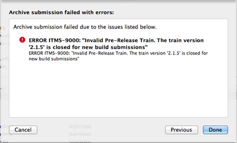 Ios Itunes Connect Invalid Pre Release Train Stack Overflow