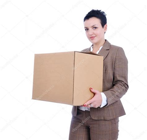 Attractive Sexy Woman With Big Box In Hands Stock Photo Zurijeta 1833082