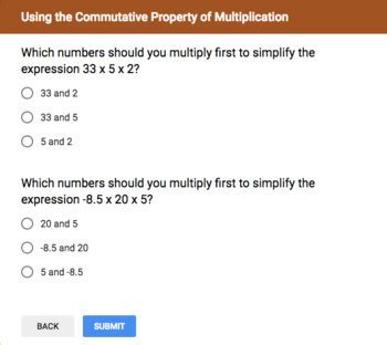 The Commutative Property Google Form Interactive Video Lesson