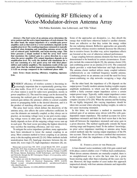 Pdf Optimizing Rf Efficiency Of A Vector Modulator Driven Antenna Array