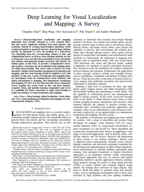 Tetc 1 Deep Learning For Visual Localization And Mapping A Survey Pdf
