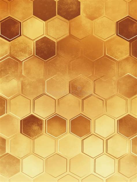 Structured Hexagonal Honeycomb Pattern Featuring A Modern Golden Gradient Design Suitable For