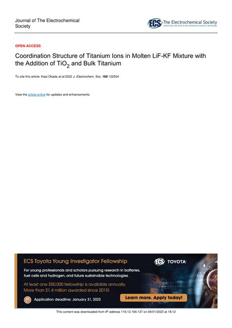 Pdf Coordination Structure Of Titanium Ions In Molten Lif Kf Mixture