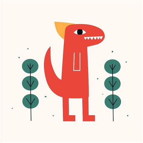 만화 공룡 벡터 일러스트와 함께 카드 프리미엄 벡터