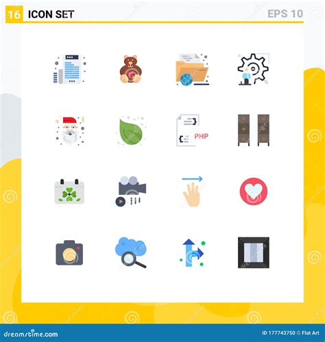 Pictogram Set Of 16 Simple Flat Colors Of Man User E Setting Learning Stock Vector