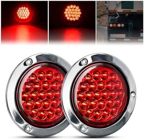 Gooacc 4inch Round Tail Light 2pcs Red 24led Wstainless