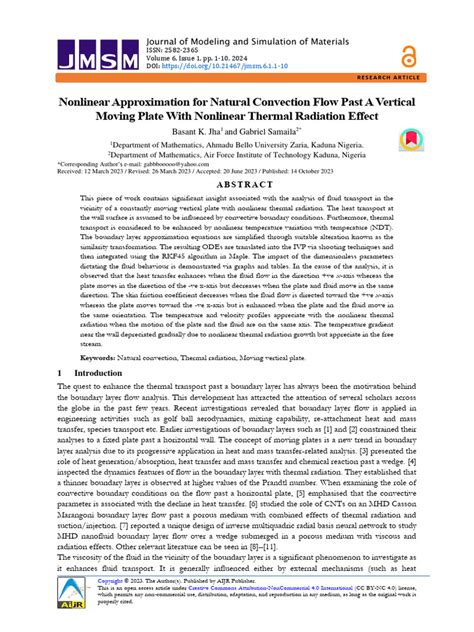 Nonlinear Approximation For Natural Convection Flow Past A Vertical Moving Plate With Nonlinear