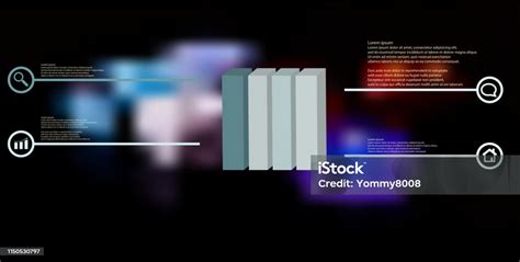 3d 그림 인포 그래픽 템플릿입니다 양각 된 큐브는 세로로 4 개의 색 부분으로 나뉩니다 물체가 흐린 사진에 배치 됩니다