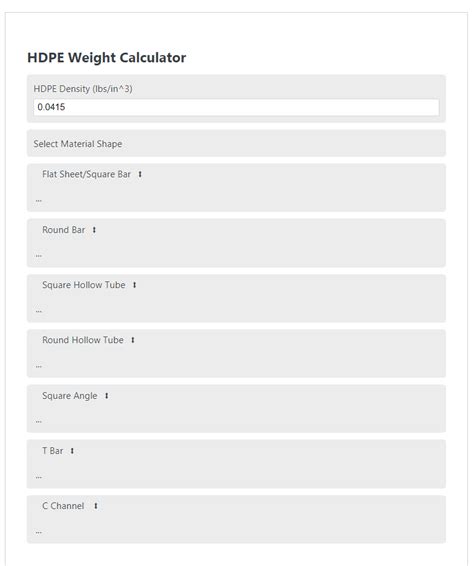 Hdpe Weight Calculator Calculator Academy