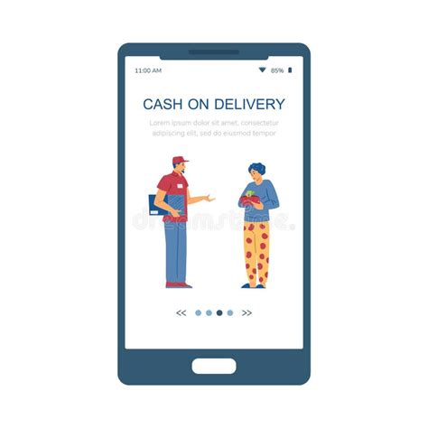 Cash On Delivery Mobile Onboarding Start Page Template Flat Vector Illustration Stock Vector