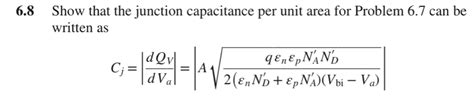 68 ﻿show That The Junction Capacitance Per Unit Area