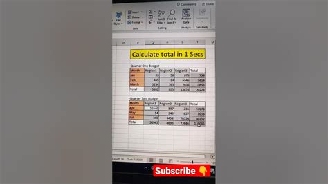 How To Calculate Total Quickly In 1 Sec Msoffice Excel Excelformula