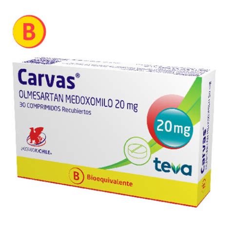 Carvas Olmesartan Medoxomilo 20 Mg X 30 Comprimidos Recubiertos