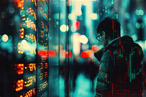 A Man Standing In Front Of A Display Of Numbers Premium Ai Generated Image