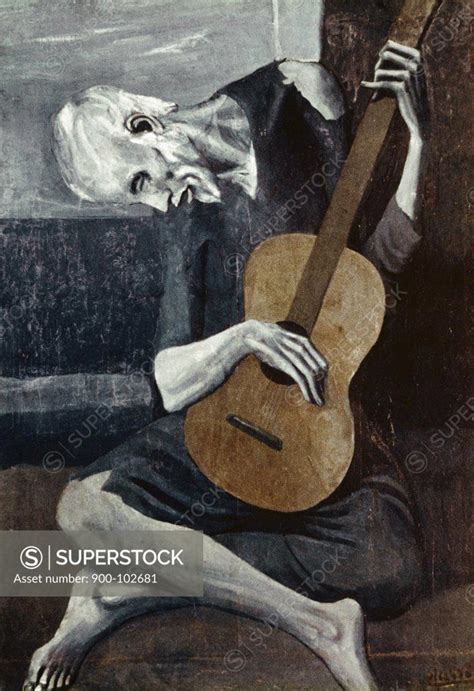 The Old Guitarist By Pablo Picasso Oil On Wood Panel 1903 1881 1973