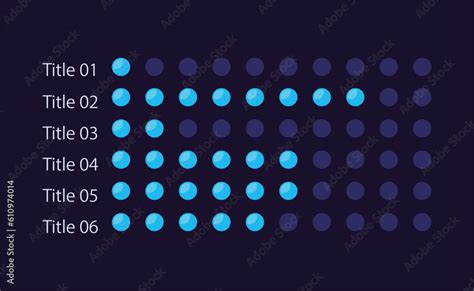 Horizontal Dot Plot Infographic Chart Design Template For Dark Theme Six Categories Editable