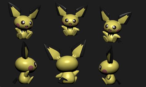 Pokemon Pichu Pikachu And Raichu With 2 Poses 3d Model 3d Printable Cgtrader