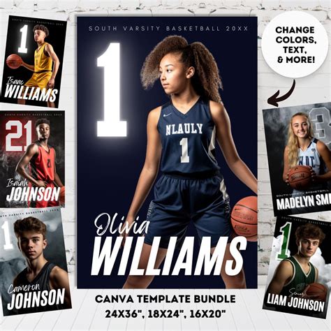 Senior Night Sport Poster Canva Template Basketball Senior Night
