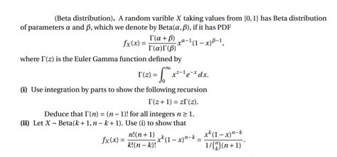 Solved Beta Distribution A Random Varible X Taking Values Chegg
