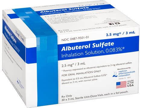 Albuterol Sulfate Inhalation Solution 0042 125 Mg3 Ml Box Of 25