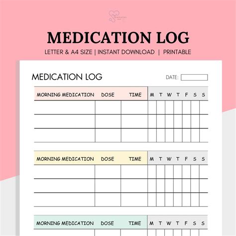 Medication Log Printable Medicine Chart For Caregivers And Nurses