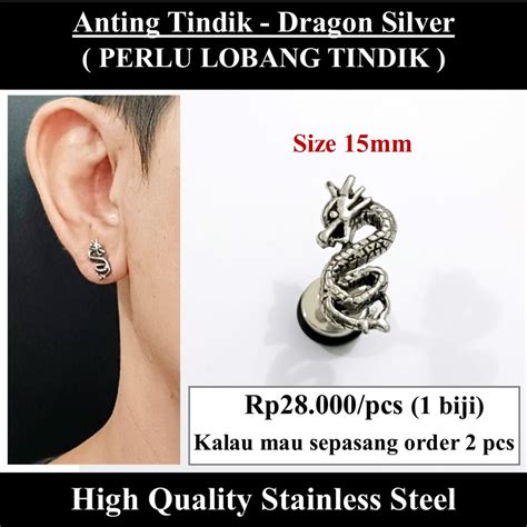 Jual Anting Tindik Cowok Pria Naga Dragon Silver Shopee Indonesia