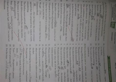 Classroom Class And Section Assignment Assessment Grammar Prepositions