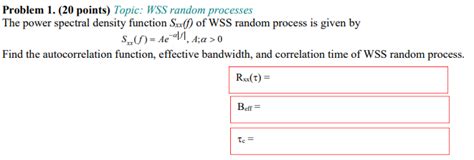 solved problem 1 20 points topic wss random processes