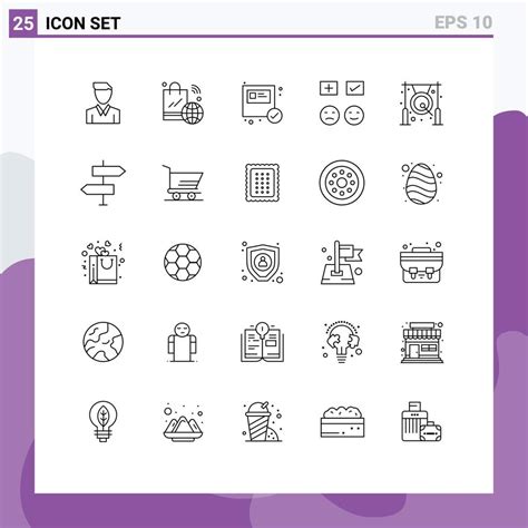 User Interface Pack Of 25 Basic Lines Of Tick Happy Iot Emojis Package Editable Vector Design