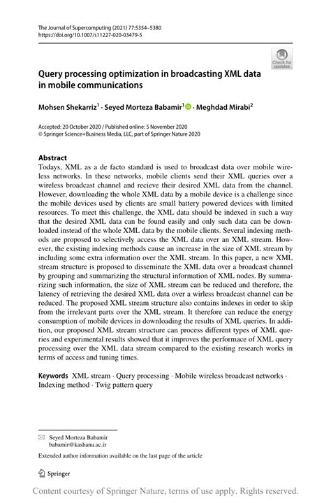 Query Processing Optimization In Broadcasting Xml Data In Mobile Communications Request Pdf