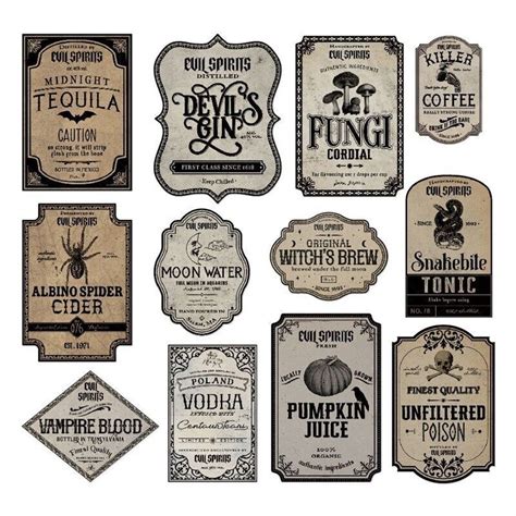 12pcs Halloween Bottle Labels Wine Pop Soda Sticker Halloween Party