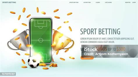 스포츠 베팅 화면에 경기장이 있는 스마트폰 배너 챔피언 컵 떨어지는 금화 및 축구공 3차원 형태에 대한 스톡 벡터 아트 및 기타