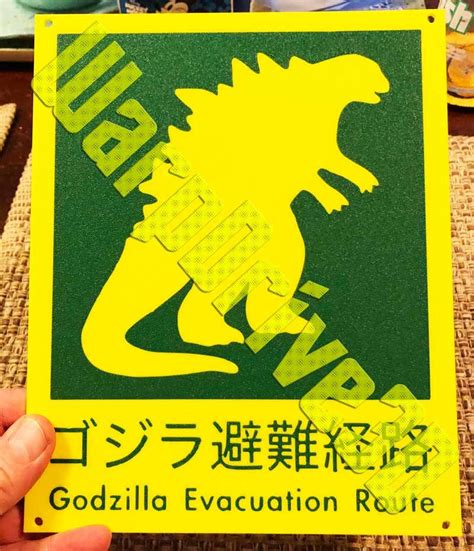 Godzilla Evacuation Route Sign 3d Printer Files 3mf And Stl Etsy