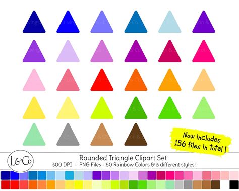 Rainbow Rounded Triangle Clipart 156 Png Files Digital Download Etsy